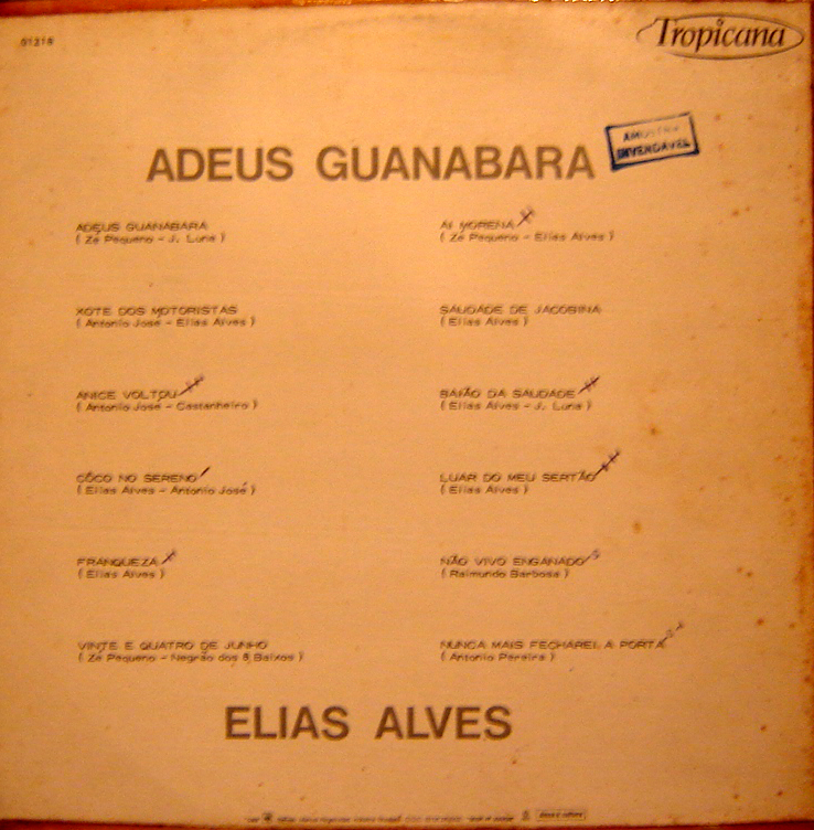 Elias Alves – Adeus Guanabara – Forró em Vinil