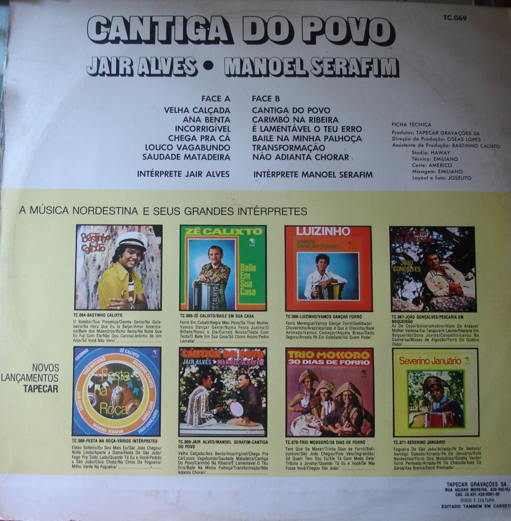 Jair Alves e Manoel Serafim – Cantiga do povo – Forró em Vinil