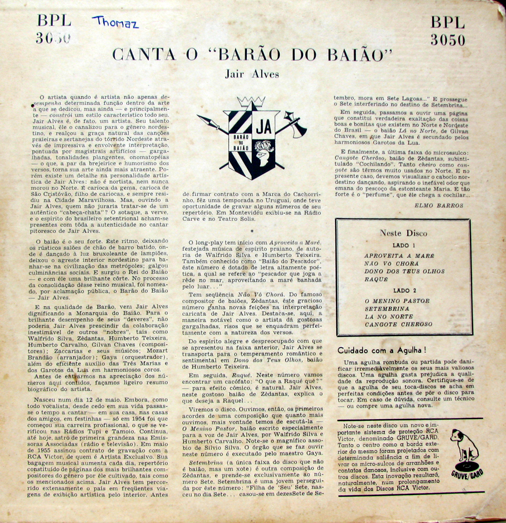 Jair Alves – Canta o barão do baião – Forró em Vinil